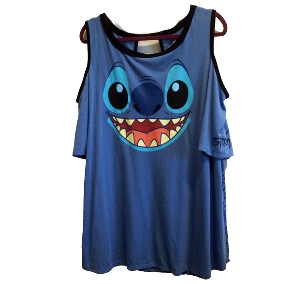 Disney | Tops | Disney Womens Plus Stitch Cold Shoulder Shirt | Poshmark